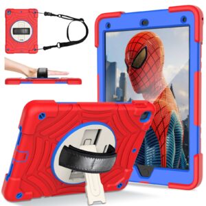 ltrop ipad 6th/5th generation case(2018/2017), ipad air 2 case, ipad 9.7 inch case, shockproof kids case with built-in screen protector/shoulder strap/swivel kickstand for ipad 6th/5th gen/air 2, red