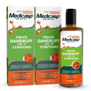 medicasp coal tar gel anti dandruff shampoo, treats seborrheic dermatitis & psoriasis, formulated for dry, flaky & itchy scalp treatment, for women & men, 6 ounce (pack of 2)