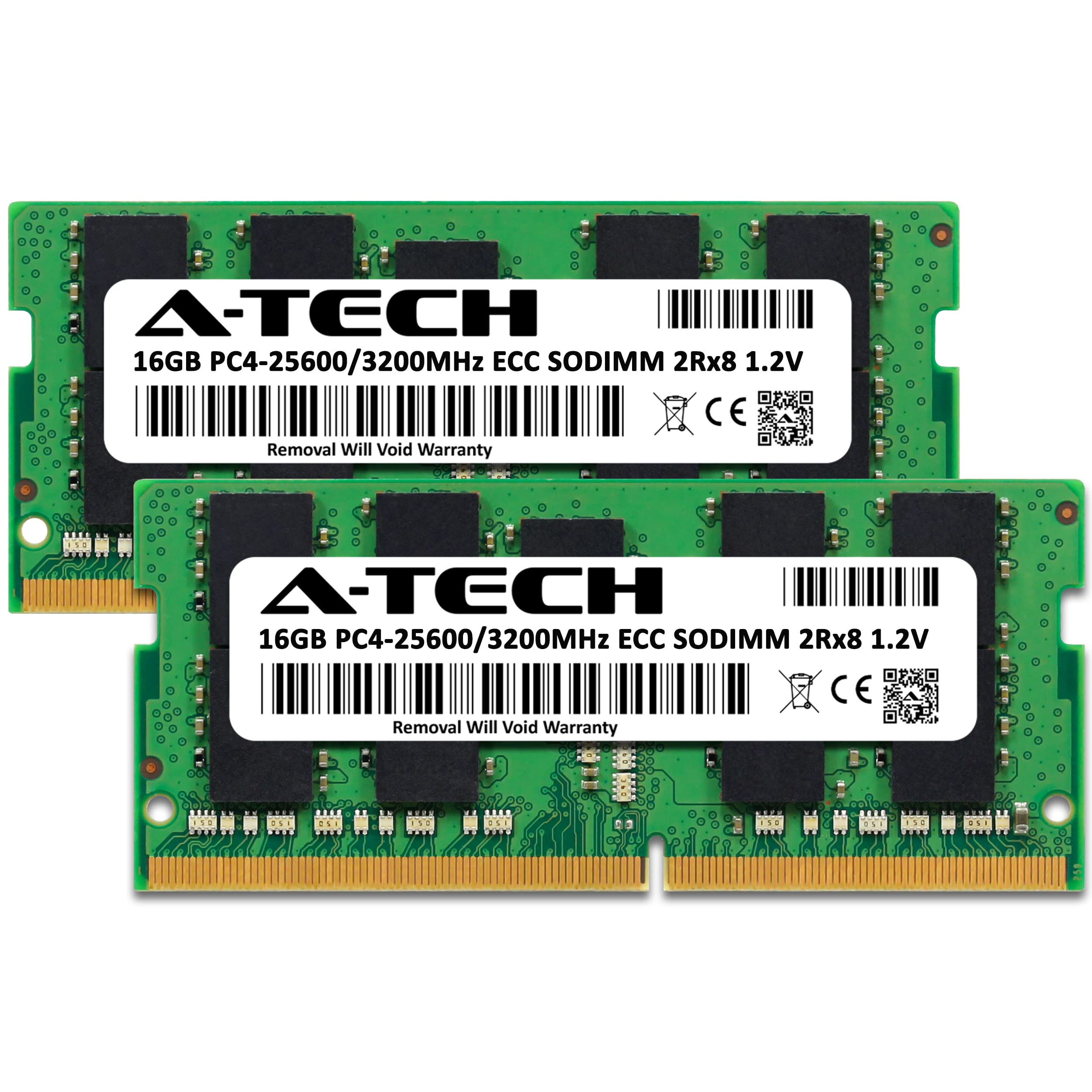 A-Tech 32GB (2x16GB) DDR4 3200MHz PC4-25600 (PC4-3200AA) CL22 ECC SODIMM 2Rx8 1.2V 260-Pin RAM Memory for Microserver, Workstation, and Networking Platforms