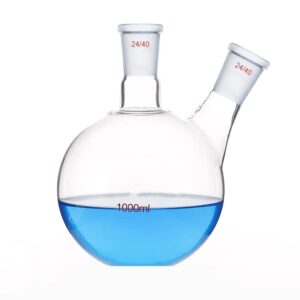 deschem 1000ml 24/40 2-neck flat bottom glass flask twins two necks laboratory vessel