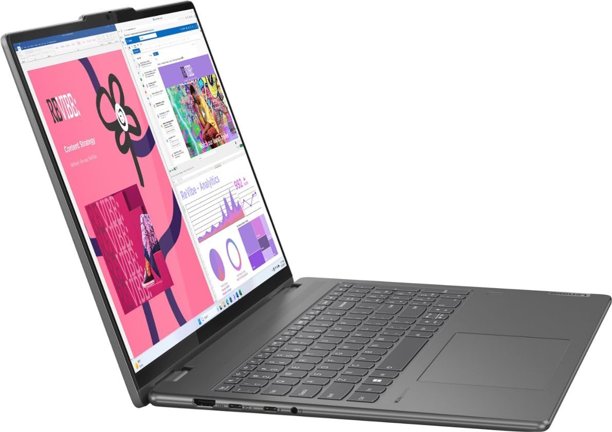 Lenovo 2024 Yoga 7 2-in-1 16” WUXGA IPS Touch Laptop 12-Core Intel Core Ultra 7 155U 16GB LPDDR5 512GB SSD Thunderbolt 4 USB-C w/DP WiFi AX BT Webcam HDMI2.1 Backlit KB Fingerprint Windows 10 Pro