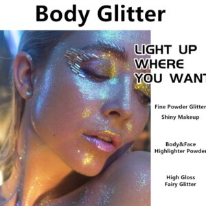 Go Ho Hair and Body Glitter Spray,Festival Glitter Dry Powder Makeup for Clothes,Gold Glitter Spray Loose Sparkle Powder,Holographic Ultra Fine Glitter,Resin Glitter for Crafts,10g