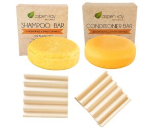 lemongrass & sweet orange shampoo & conditioner bar with mini soap dish – bars made with natural & organic ingredients, sulfate-free, cruelty-free & vegan 3 ounce bar