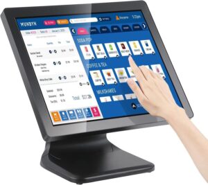 munbyn 17-inch pos-touch-screen-monitor, pos-system-for-small-business, multi-touch monitor, 400 nits true flat seamless capacitive led, vga/hdmi input for office, pos, restaurant, no driver required