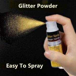 Go Ho Hair and Body Glitter Spray,Festival Glitter Dry Powder Makeup for Clothes,Gold Glitter Spray Loose Sparkle Powder,Holographic Ultra Fine Glitter,Resin Glitter for Crafts,10g