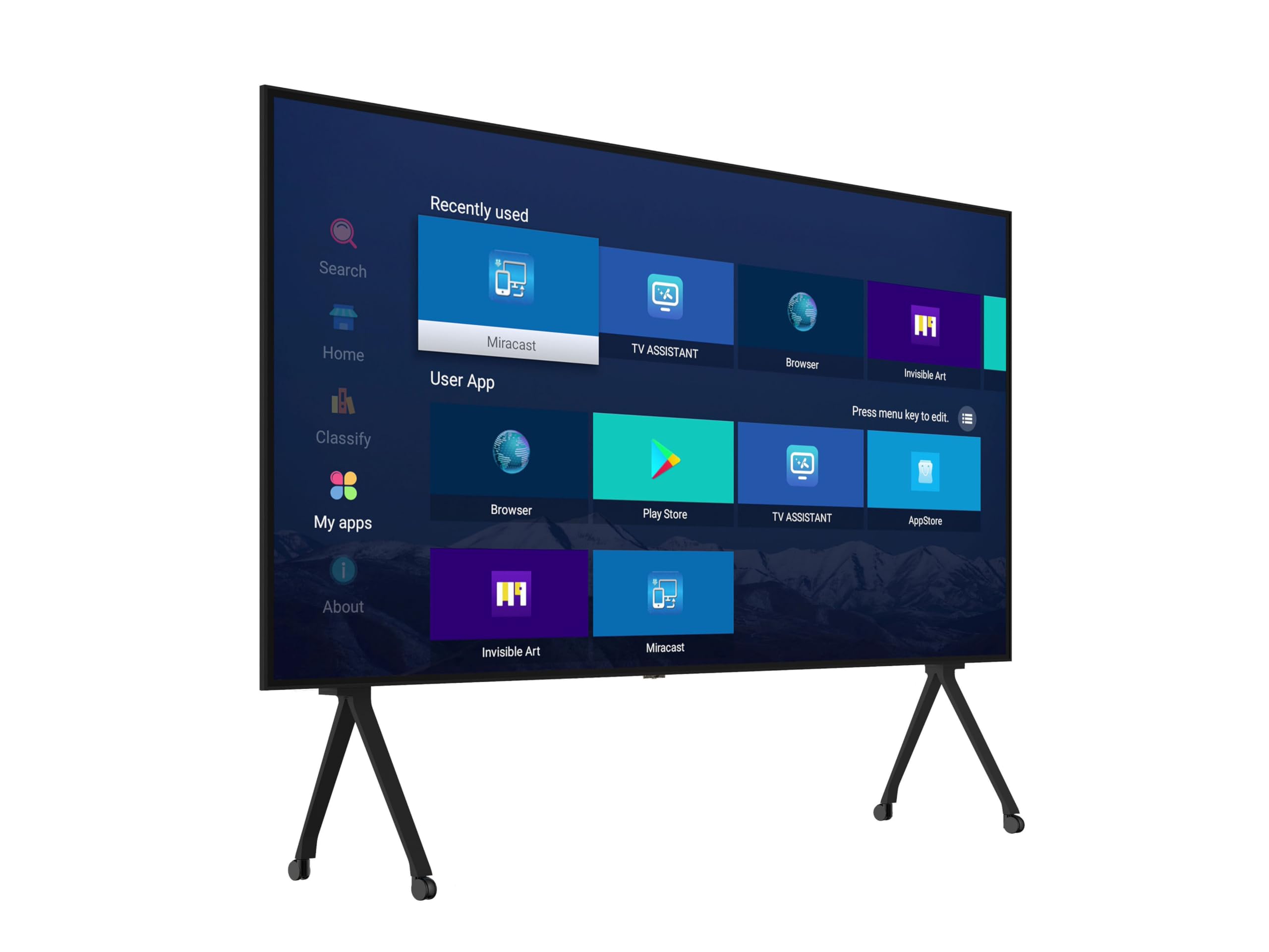 GTUOXIES 98 Inch 4K Mobile Digital Signage TV A+ Panel, Civil, Commercial with Wi-Fi, Ethernet, Bluetooth, HDMI, USB, 178° Visual Angle, 50000h, Ultra HD