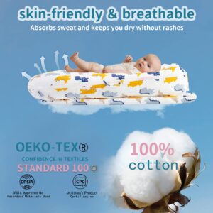 Baby Lounger Cover for Dockatot Deluxe + | 100% Cotton Hypoallergenic Newborn Premium Quality Spare Cover(Cover Only) (Dino)