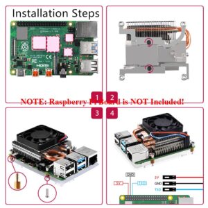 GeeekPi Fan for Raspberry Pi 4, Ultra Thin ICE Tower Cooler for Raspberry Pi, PWM Cooling Fan with Aluminum Heatsink for Raspberry Pi 4 Model B Only