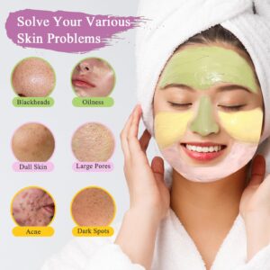 Pjordo Clay Mask Kit, Turmeric Vitamin C Clay Mask, Avocado Clay Mask, Rose Clay Mask, Facial Mask Skin Care Set for Deep Cleansing Reduce Blackheads Dark Spots, 2.82 Oz Each