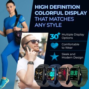 Inspiratek Smartwatch for Men & Women - Multi-Function Health Fitness Watch w/Accurate All- Day Sleep, Step & Heart Rate Monitoring - Waterproof IOS and Android Smart Watch for Women & Men (Black)