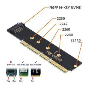 Cablecc NGFF M.2 M-Key NVME AHCI SSD to PCI-E 3.0 16X 8X 4X Power Adapter Low Profile Height 3cm for 110mm 80mm SSD 1U Server