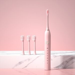 electric toothbrush with 4 brush heads, 6 cleaning modes, smart timer, ipx7 waterproof gentle and effective clean teeth, rechargeable sonic toothbrush for adults