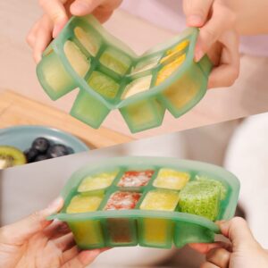 haakaa Silicone Baby Food Freezer Tray with Lid by haakaa - Perfect Storage Container for Homemade Baby Food, Vegetable & Fruit Purees, and Breast Milk, Pea Green