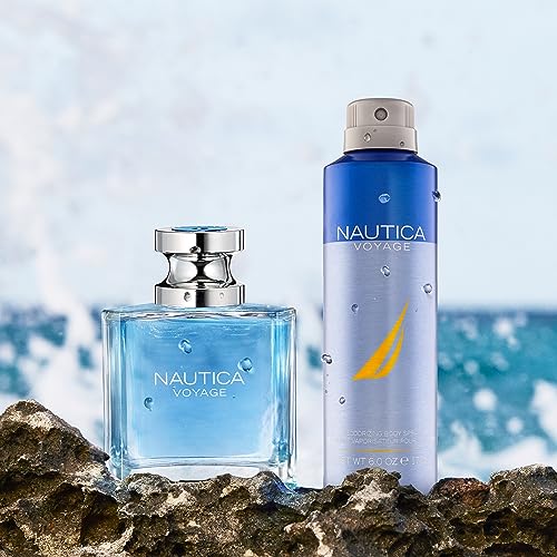 Nautica Voyage 2 piece Gift Set for Men - 1.6oz Eau De Toilette Spray + 6.0 oz Deodorizing Body Spray