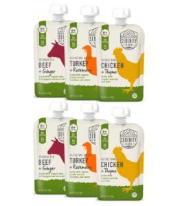 serenity kids 6+ months baby food pouches puree made with ethically sourced meats & organic veggies | 3.5 ounce bpa-free pouch | meats + herbs variety pack | 6 count