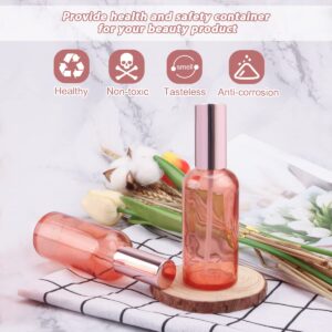 DMuuuDM 6 Pack 3.4 Oz Pink Glass Spray Bottles,Empty Perfume Fine Mist Atomizer,Refillable Travel Liquid Holder Containers for Cleaning Products,Essential Oils,Body Sprays-Rose-Golden Sprayer