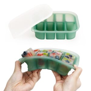 haakaa silicone baby food freezer tray with lid by haakaa - perfect storage container for homemade baby food, vegetable & fruit purees, and breast milk, pea green