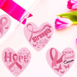 Breast Cancer Awareness Stickers 2 Inch Pink Heart Shaped Official Breast Cancer Hope Sticker for Women Girls,Charity Public Fundraising Favors Party Supplies 500 Pcs