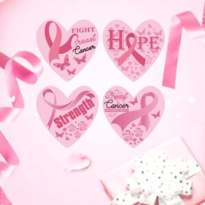 Breast Cancer Awareness Stickers 2 Inch Pink Heart Shaped Official Breast Cancer Hope Sticker for Women Girls,Charity Public Fundraising Favors Party Supplies 500 Pcs