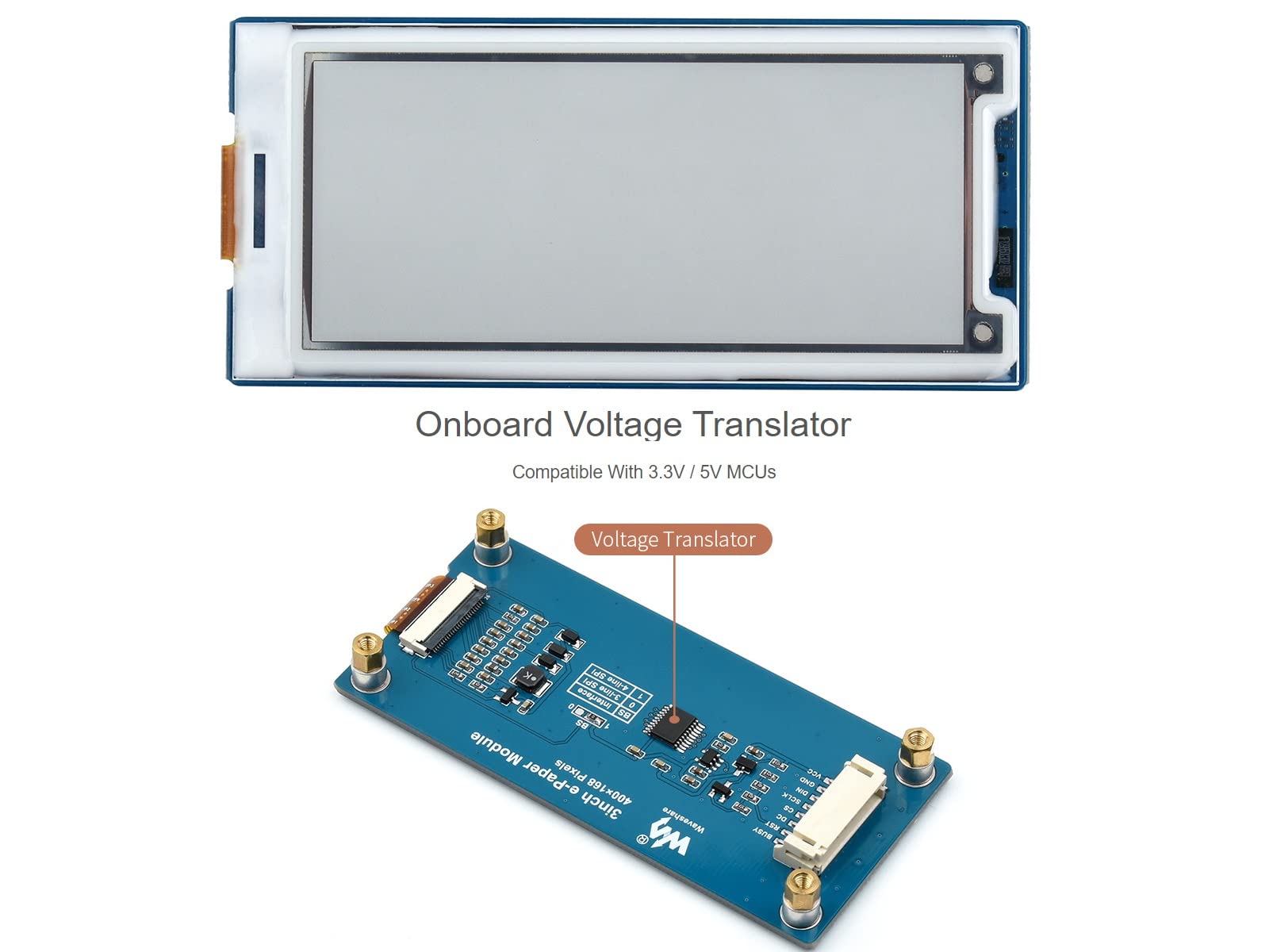 waveshare 3inch E-Paper Module (G) 400 × 168 Resolution e-Ink Display Red/Yellow/Black/White epaper Screen for Raspberry Pi 4B/3B+/3B/2B/B+/A+/Zero/Zero W/WH/Zero 2W,Jetson Nano/Arduino,SPI Interface