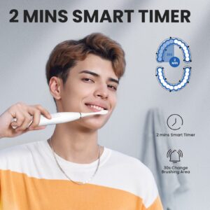 Oclean Electric Toothbrush for Adults, Sonic Toothbrush Soft Gum Care, Whitening, 180 Days Battery Life, IPX7 Waterproof, 76000 VPM Motor, USB C Rechargeable, White