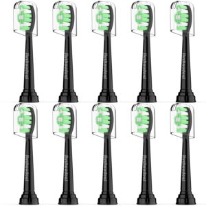 jiuzhoudeal toothbrush replacement heads for philips sonicare diamondclean protectiveclean 4100 5100 6100 c2 g2 electric toothbrush brush heads black, 10 pack