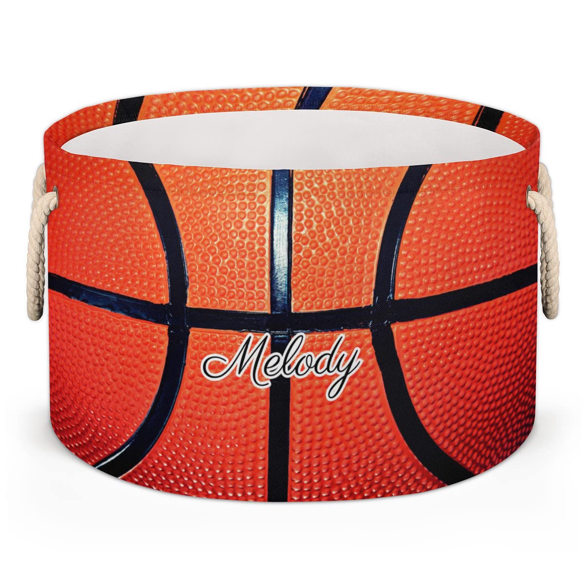 Sport Basketball Personalized Extra Large Baskets for Blanket Storage, Basketball Print Storage Basket Bins Living Room Baby Toy Nursery Laundry Basket Big Round Basket