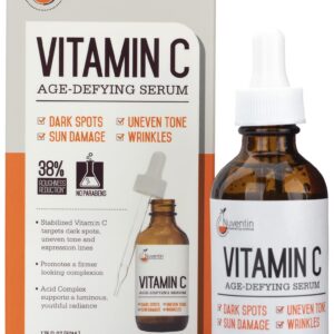 Nuventin Pure Vitamin C Facial Serum Skin Care Anti-Aging Moisturizer Vitamin C Face Booster W/Antioxidants For Dry Skin, Age Spots, Sun Damaged Skin, Wrinkle Repair, & Uneven Skin Tone, 1.75 Fl Oz