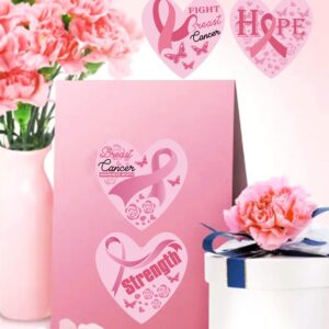 Breast Cancer Awareness Stickers 2 Inch Pink Heart Shaped Official Breast Cancer Hope Sticker for Women Girls,Charity Public Fundraising Favors Party Supplies 500 Pcs