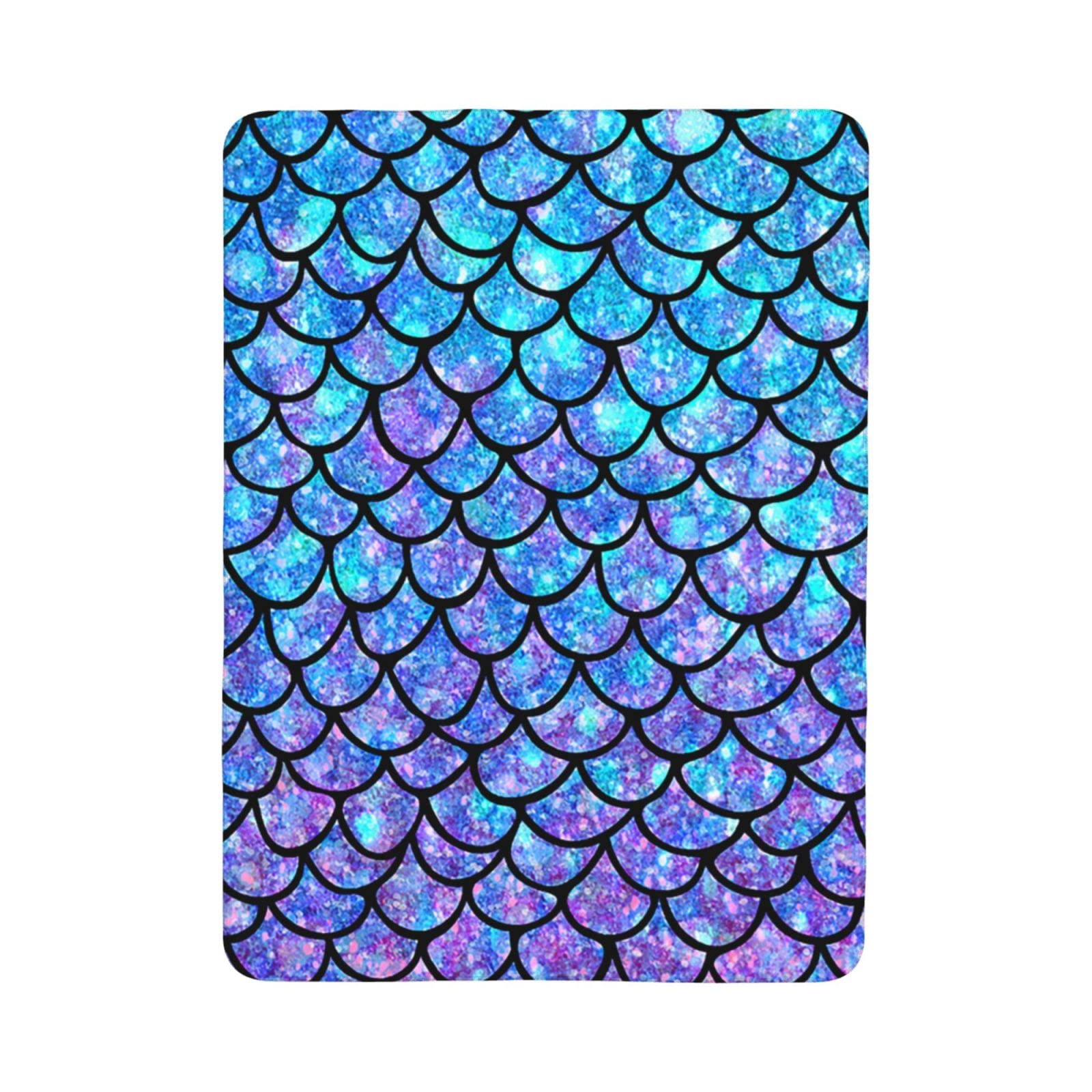 Ykklima Baby Changing Pad, Ombre Mermaid Teal Purple Fish Scale Pattern Change Mat for Diaper Change Waterproof Cotton Portable Reusable Washable for Home & Travel (20 x 28 Inches)