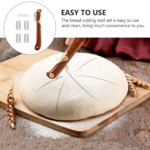 Bread Lame Scoring Tool, Bread Scorer Blade with Crafted Wooden Handle & 4 Blades, Premium Hand Crafted Bread Lame for Dough Scoring Knife,