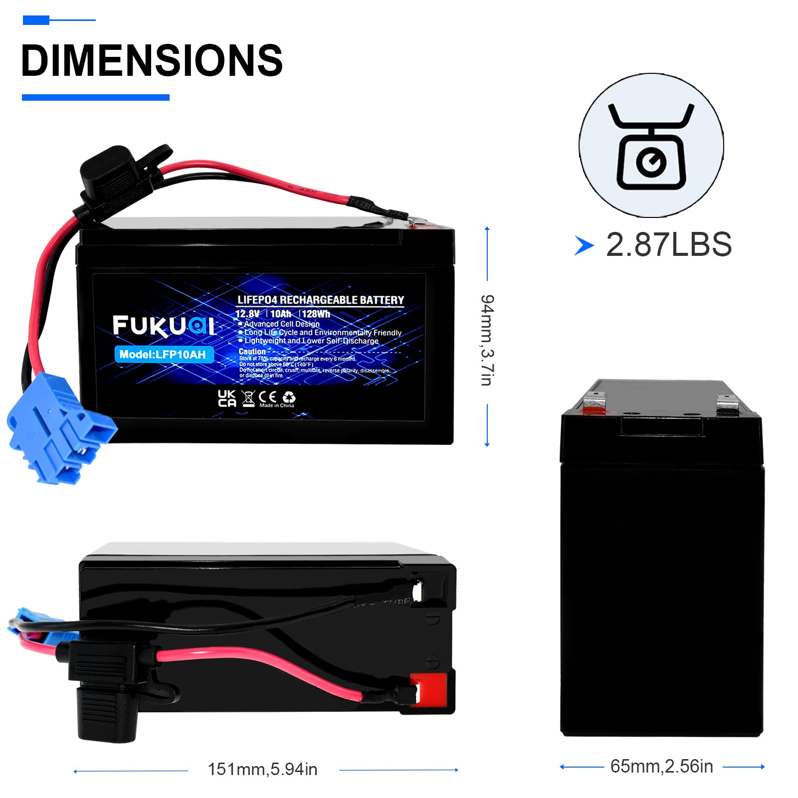 Fukuai Replacement Battery for Peg Perego 12 Volt Battery,12V 10Ah LiFePO4 Lithium-Phosphate Rechargeable Battery for Peg Perego Ride-On Toys