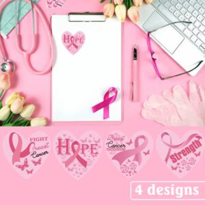 Breast Cancer Awareness Stickers 2 Inch Pink Heart Shaped Official Breast Cancer Hope Sticker for Women Girls,Charity Public Fundraising Favors Party Supplies 500 Pcs