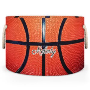 Sport Basketball Personalized Extra Large Baskets for Blanket Storage, Basketball Print Storage Basket Bins Living Room Baby Toy Nursery Laundry Basket Big Round Basket