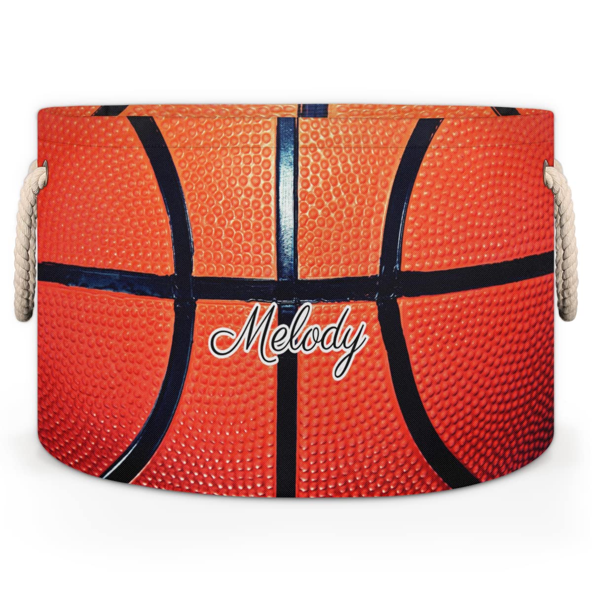 Sport Basketball Personalized Extra Large Baskets for Blanket Storage, Basketball Print Storage Basket Bins Living Room Baby Toy Nursery Laundry Basket Big Round Basket