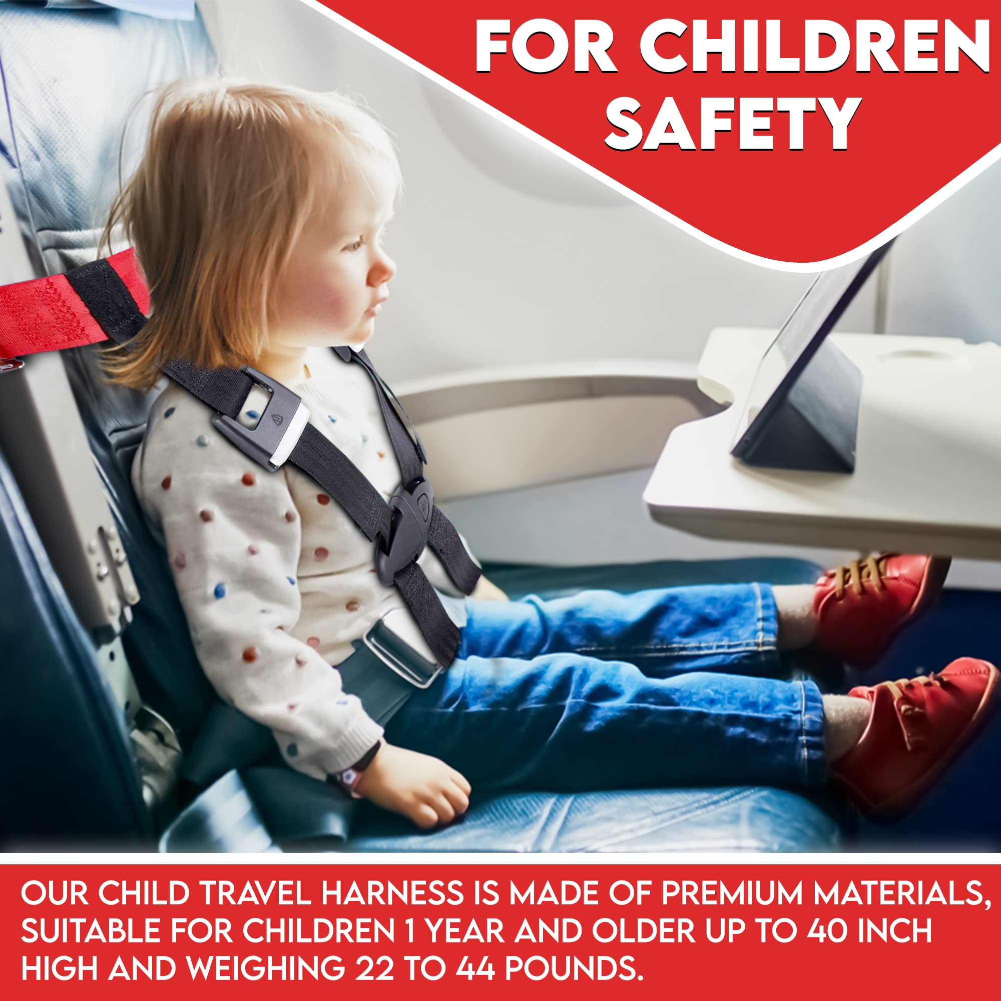 Child Airplane Safety Travel Harness, Upgraded with Metal Buckle, The Safety Restraint System Will Protect Your Child from The unsuspected. - Airplane Kid Travel Accessories for Aviation Travel Use