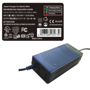 3 Amps Smart Charger Compatible with eAhora X7 E-PAS Electric Bike