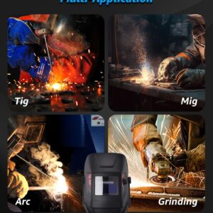 MANUSAGE Auto Darkening Welding Helmet for Men, Welding Hood Auto Darkening Has Dual Power Supply with Solar and Lithium Battery, Welding Mask True Color Shade 9-13 Ideal for Mig Tig ARC (M380SE)