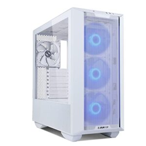 lian li lancool iii e-atx pc case, spacious rgb gaming computer case with hinged tempered glass doors, fine mesh panels, 4x140mm pwm fans pre-installed high airflow chassis (white)