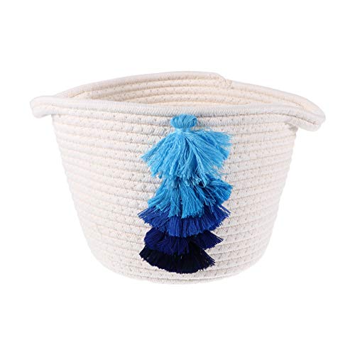 Cabilock 1pc Hand Woven Box Tassel Storage Basket Laundry Basket with Container Bathroom Laundry Basket Rattan Storage Basket Makeup Holder Jewelry Basket White Cotton