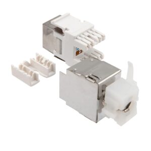 NavePoint 180 Degree CAT6 Keystone Jack, RJ45 Female, 25 Pack, FTP Shielded