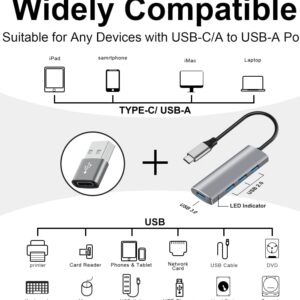 BaseNew USB C to USB Hub,USB C Male to USB Female Hub,USB Female 3.0 Hub Adapter,USB to USBC-C Adapter,USB C Female to USB Male Adapter for MacBook Pro,iPad,iMac,Samsung Galaxy,Cellphone and Tablet