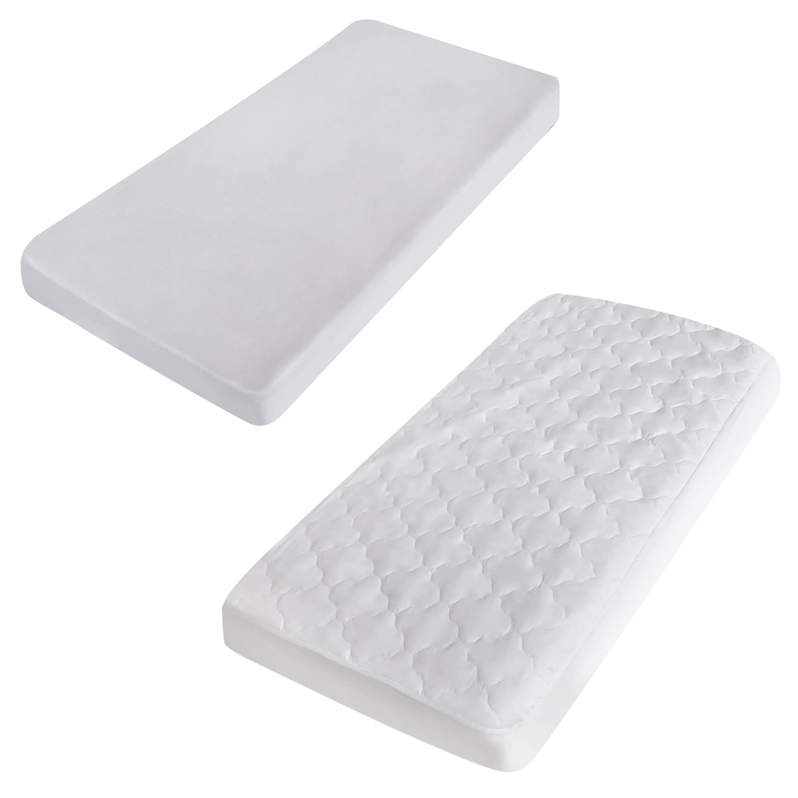 Cot Sheet 31" x 75" and Cot Mattress Pad Waterproof 30" X 75" White