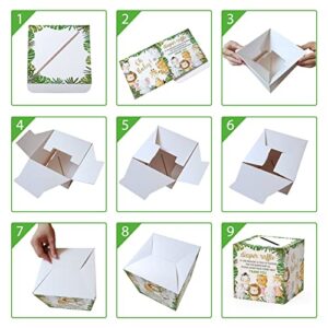 Diaper Raffle Tickets and Advice Cards For Baby Shower - 1 Card Collection Box & 50 Tickets, Jungle Animal Baby Shower Card Box, Party FavorsDecorationsSupplies, Game Kit, 8" Card Box -006BOX