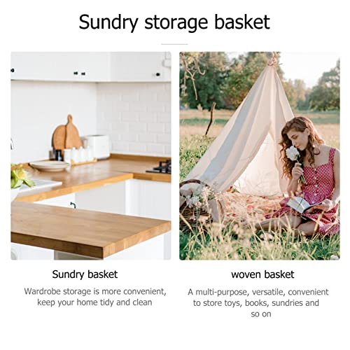 Cabilock 1pc Hand Woven Box Tassel Storage Basket Laundry Basket with Container Bathroom Laundry Basket Rattan Storage Basket Makeup Holder Jewelry Basket White Cotton