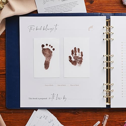 Keepsake Baby Memory Book Girl Boy – Timeless Leather-Bound Baby Milestone Book – Baby Book Keepsake Record First 5 Years – Gender Neutral Baby Scrapbook Album, Baby Album Journal Registry Search Gift