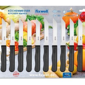 fixwell Germany 12 Piece Set of Kitchen Knives - Sharp Stainless Steel Chef Knife Set with sharp blades & ergonomic handle - BLACK Color