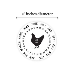 Eggs Laid On Date Stickers | 350 Pc Roll | 2" Round Stickers | Farm Fresh Stickers | Egg Carton Stickers | Black Chicken Design