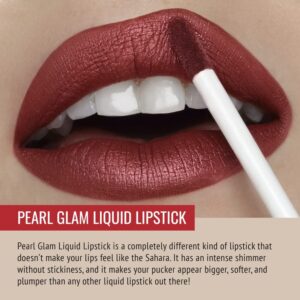 Runway Rogue Pearl Glam Long Wear Shimmer Liquid Lipstick, Warm Brick-Red Lipstick with Silver and Gold Shimmer, ‘Showtime’