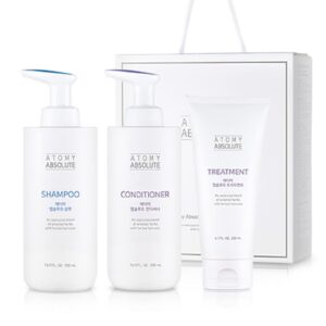 atomy absolute hair care set (3pcs) - shampoo, conditioner and hair pack